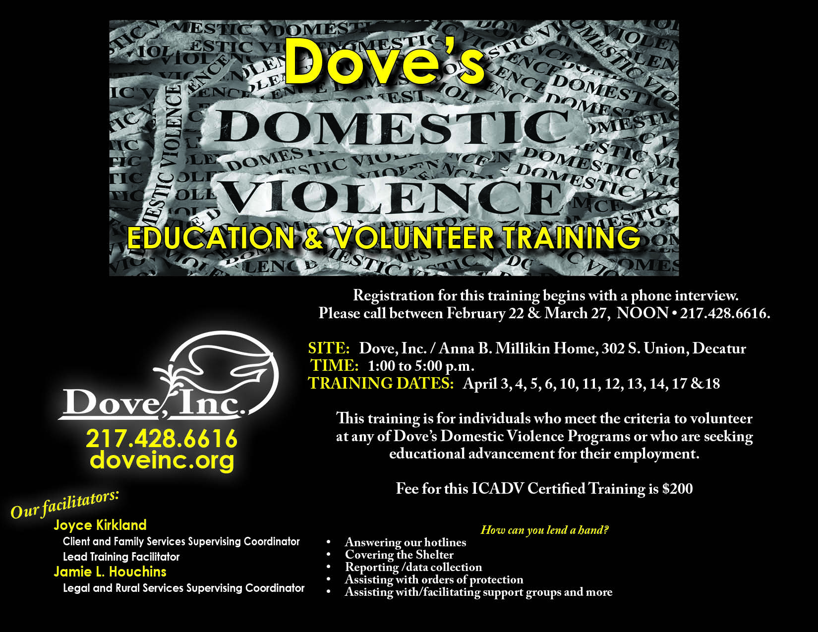 Volunteer Opportunities - Dove Inc.